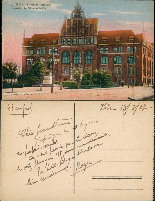 ESSEN (RUHR) EISENBAHN Direktion Verwaltungsgebäude (frz. Karte) 1920 ...