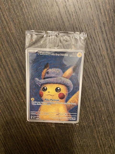 PIKACHU WITH GREY Felt Hat | #085 | Promo Card | Pokemon x Van Gogh ...