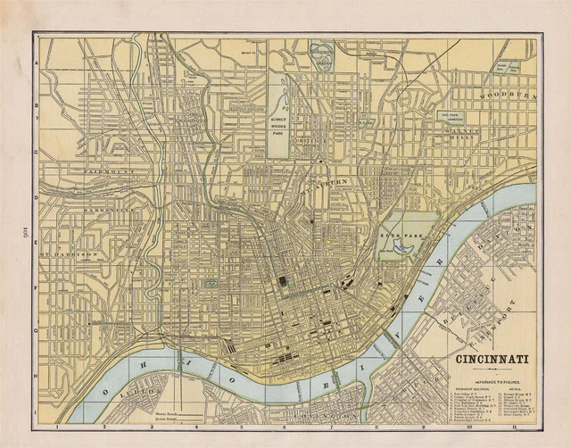 1886 ANTIQUE GASKELL'S Family Atlas Of The World-Map Of Cincinnati ...