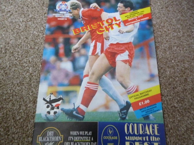 BRISTOL CITY V Nottingham Forest Tuesday 28Th December 1993 League ...