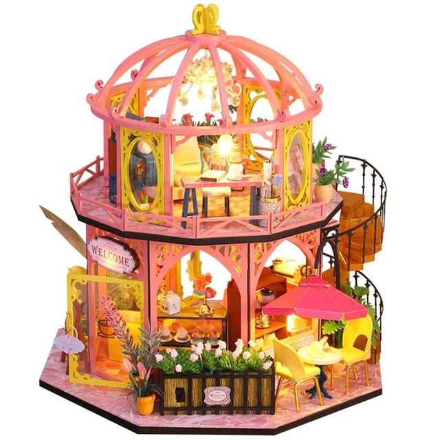 MOIN MOIN 1/24 Flower Cafe Greenhouse Dollhouse Kit LED Music Box £75. ...