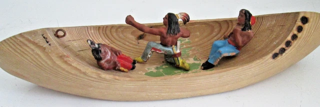 DDR INDIANERKANU HOLZ ,alt, mit einiger Besatzung -ansehn-Gummi ,rar ...