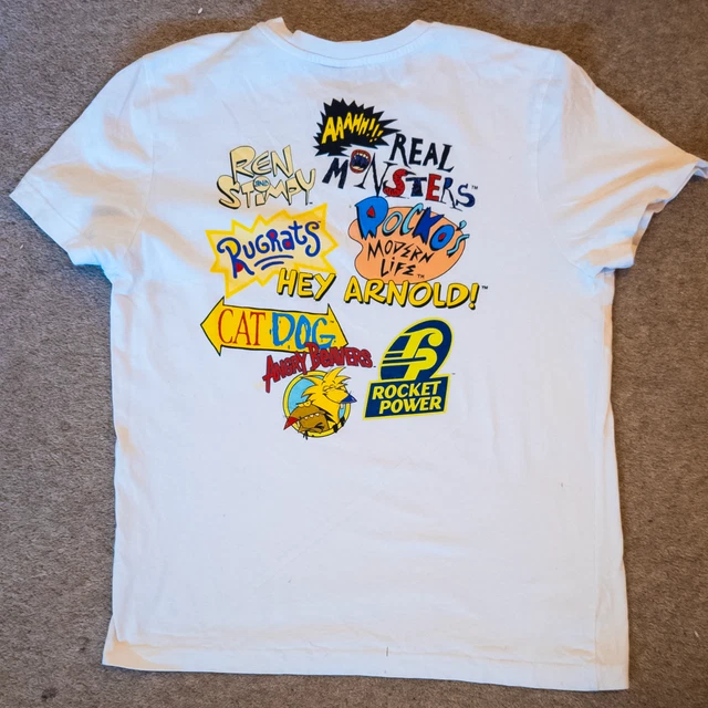 RARA T-SHIRT RETRÒ Nickelodeon arancione Splat Nicktoons Rugrats Ren ...