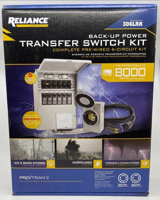 RELIANCE 8000-WATT 6-CIRCUIT 30A Generator Transfer Switch Kit 306LRK ...