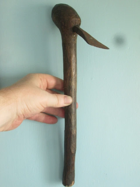 OLD ANTIQUE AFRICAN Primitive Metal Head Adze Traditional Wood Carving ...