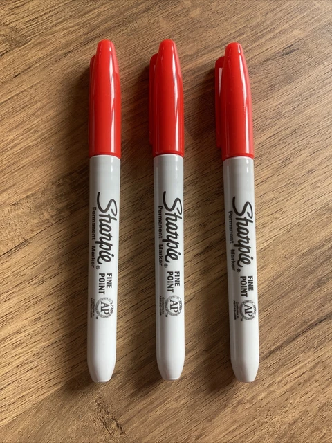 SHARPIE CLASSIC ORIGINAL Fine Point Red Permanent Markers, PKT 3 PENS ...