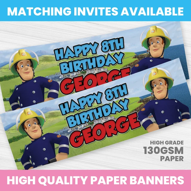 FIREMAN SAM BIRTHDAY Banner Personalised Any Name Party Banner £4.49 ...