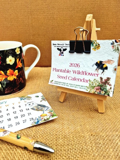 GROWABLE WILDFLOWER SEED Paper Mini Calendar 2026 £21.12 - PicClick UK
