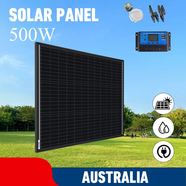 12V 500W FIXED Solar Panel Kit Mono Caravan Camping Home Battery ...