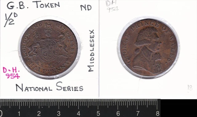 GREAT BRITAIN: ND Half Penny token National Series Middlesex ½d. D&H ...