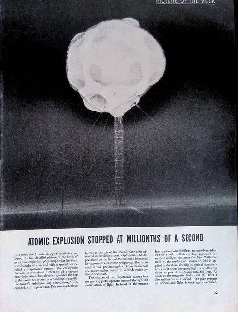 1950S ATOMIC EXPLOSION 1/2000th Second After Detonation Atomic Energy ...