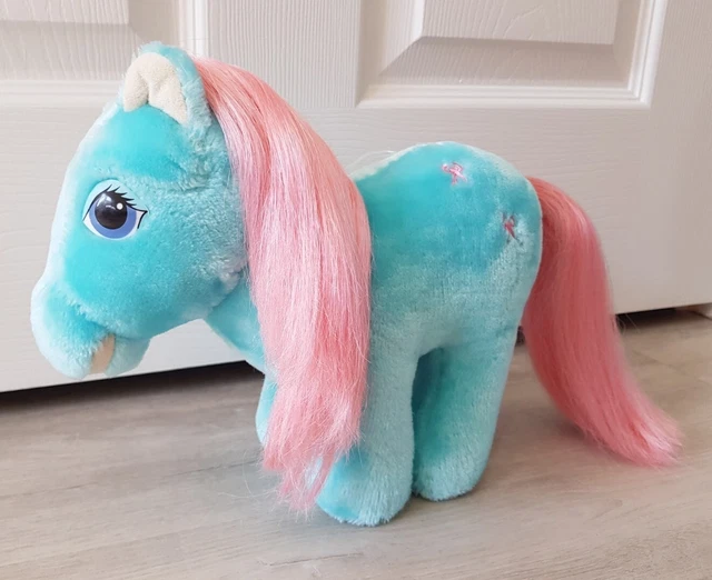 VINTAGE MY LITTLE PONY PLUSH blue BOWTIE pink 80’S HASBRO SOFTIES soft ...