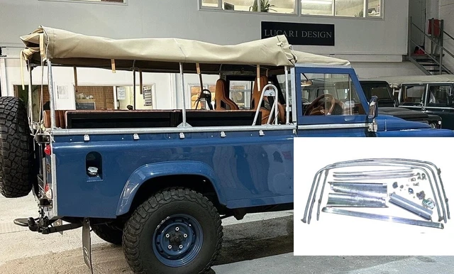 GALVANISED FULL HOOD stick set gutters+ TD5 top rail For Land Rover ...