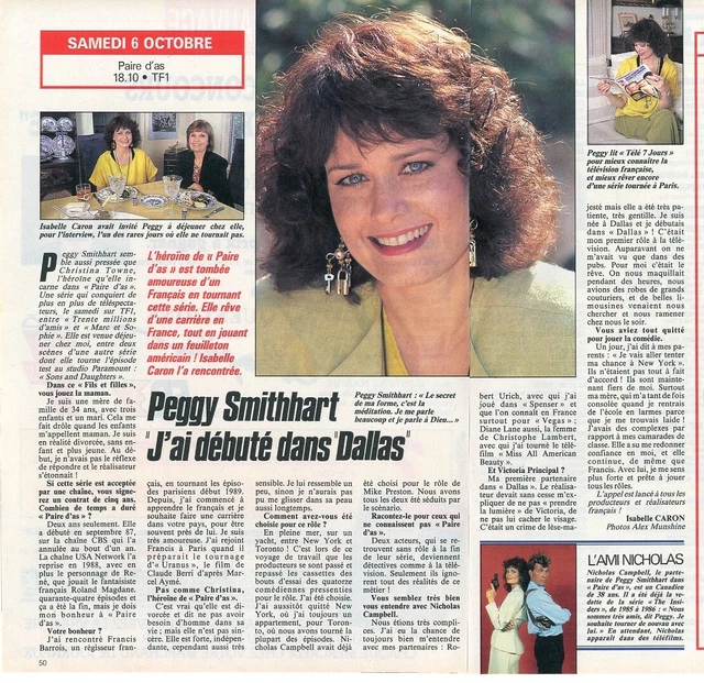 COUPURE DE PRESSE Clipping 1990 Peggy Smithhart a débuté dans Dallas (1 ...