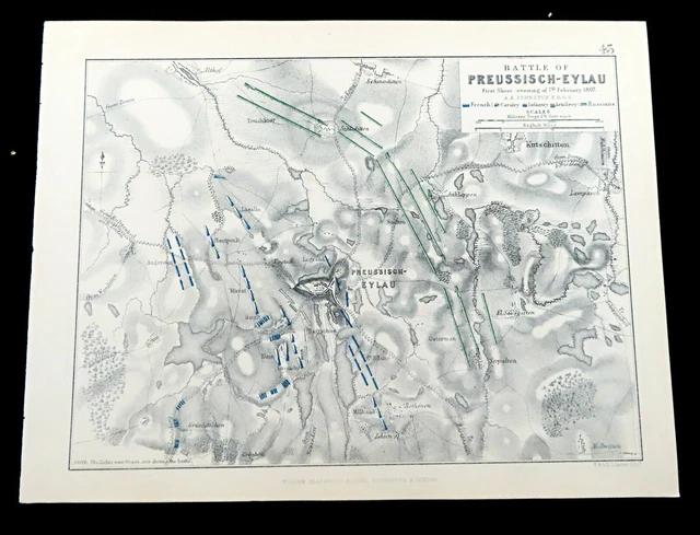 BATTLE OF EYLAU Map Napoleonic Wars 1807 Fourth Coalition Antique ...