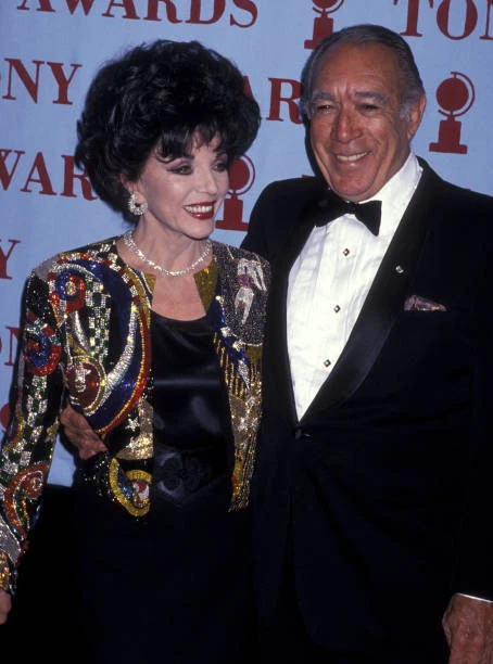 ACTRESS JOAN COLLINS actor Anthony Quinn at the 45th Tony Awar- 1991 ...