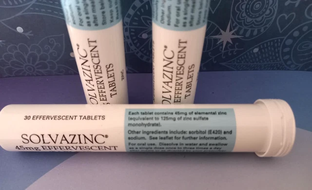 3 X GALEN Solvazinc 45Mg Effervescent Tablets Zinc 3X 30 Tablets ( 90 ...