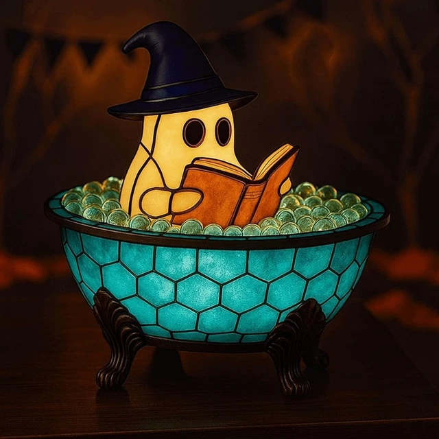 RESIN GHOST THEMED Bathtub Lamp Cute Halloween Ghost Night Light ...