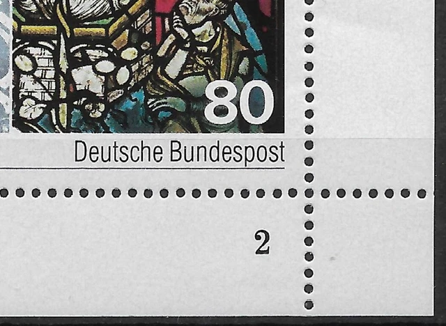 BUND 1986 ** Mi 1291 Denkmalschutz Eckrand Ecke Bogenecke Formnummer 2 ...