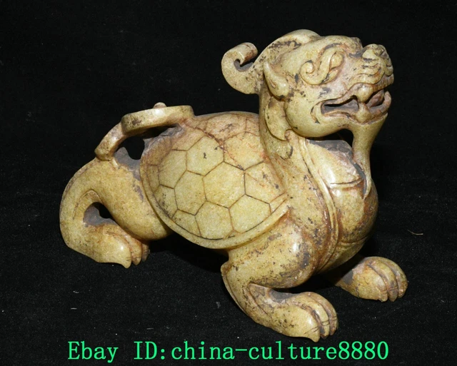 4 &ANCIENNE DYNASTIE naturelle et Tian Yu sculpture Feng Shui Dragon ...