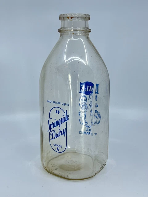 1950S SPRINGSIDE DAIRY milk bottle Half Gallon Glass Bottle Vintage ...