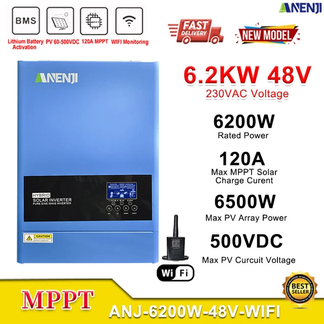 6200W HYBRID SOLAR Inverter Off-Grid MPPT 120A 230V 48V 500V Pure Sine Wave WIFI EUR 303,79 ...