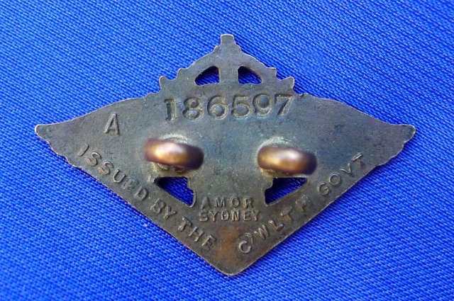 WW2 2/AIF AUSTRALIAN Returned From Active Service Badge A186597 To A ...