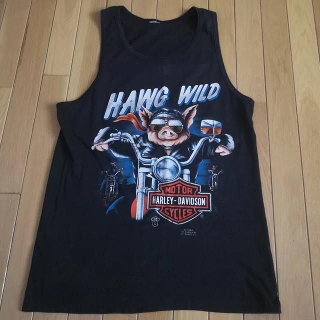 VINTAGE 1986 3D Emblem Harley-Davidson Hawg Wild Pig Hog Tank Top $250. ...