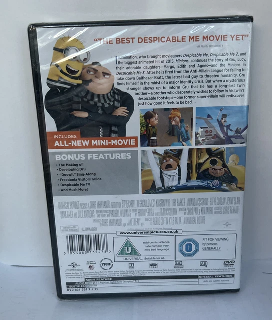 DESPICABLE ME 3 DVD Brand New Sealed Steve Carell 2019 DVD includes ...