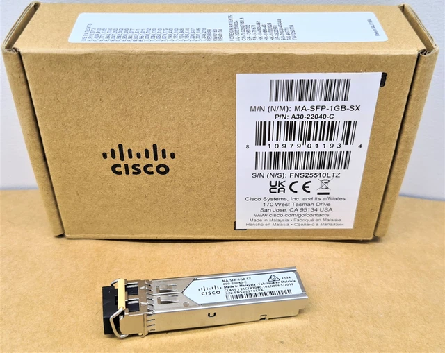 CISCO MERAKI MA-SFP-1GB-SX Transceiver MX75 MX85 MX95 MX105 MX250 MX450 ...