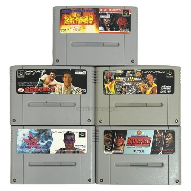 NINTENDO SUPER FAMICOM SNES pro wrestling Game AJPW NJPW WWF AJWP Muta ...
