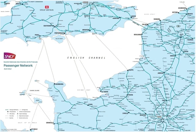 NW FRANCE SNCF TRAIN MAP (RAIL PASSENGER NETWORK) 2023 Size B2 £35.00 ...