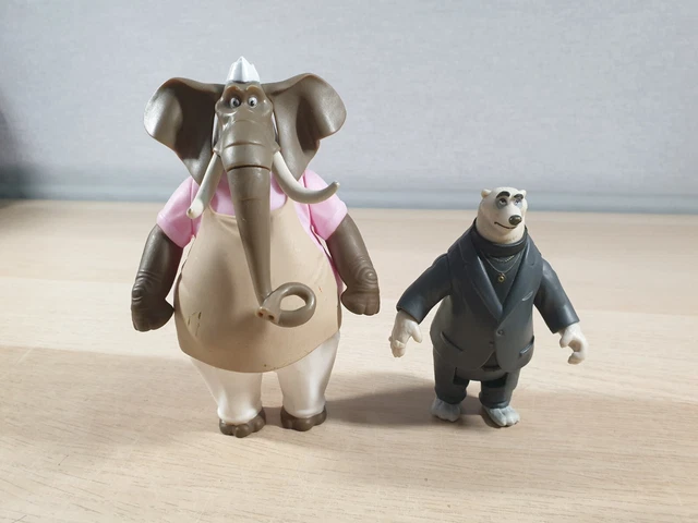 DISNEY ZOOTROPOLIS ZOOTOPIA Kevin Polar Bear & Jerry Elephant Poseable ...