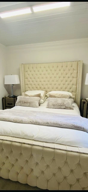 UPHOLSTERED KING GAS Lift Bed, End panel, Mattress, Dorma Topper, P&C £ ...