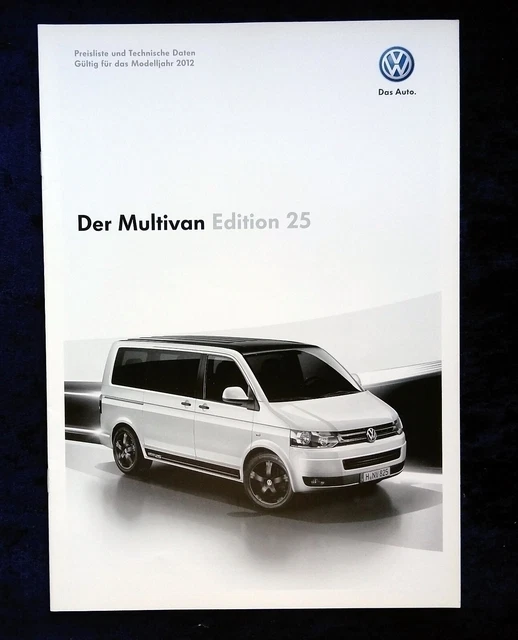 VW BUS T5 Multivan Edition 25 Preisliste Modelljahr 2012 EUR 6,99 ...