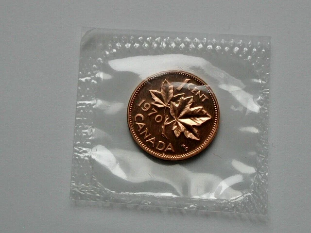 1970 CANADA ELIZABETH II Coin 1 Cent (in pliofilm cut from mint set) $3 ...