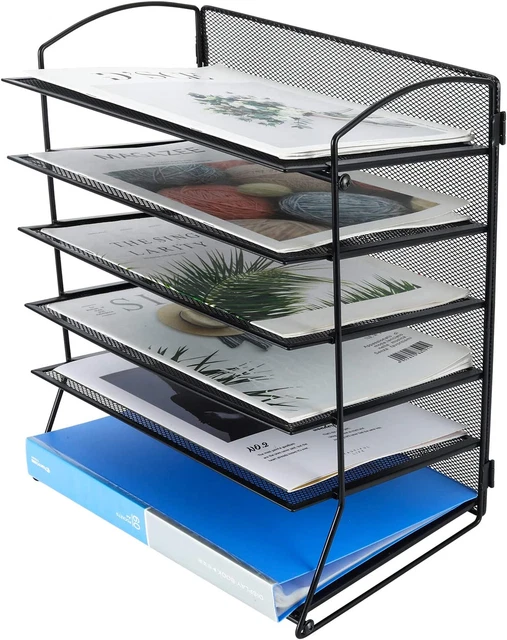 PAG 6-TIER DESKTOP File Organizer Document Folder Rack Metal Mesh ...
