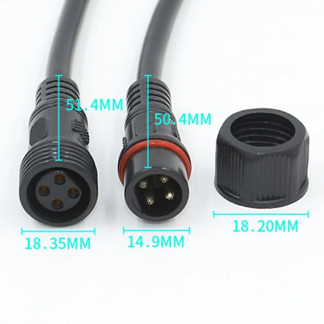 WATERPROOF CONNECTOR LINE 2Pin/3Pin/4Pin Cable Optional Cable Base ...