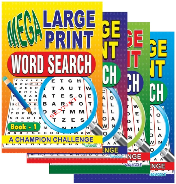 A4 MEGA LARGE Print Word Search Puzzle Book Books 100 PUZZLES - BOOKS 1 ...