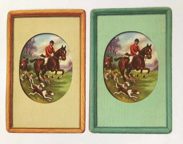 VINTAGE SWAP PLAYING Cards: HUNTING HORSES Huntsman HUNTSMEN HOUND DOGS ...