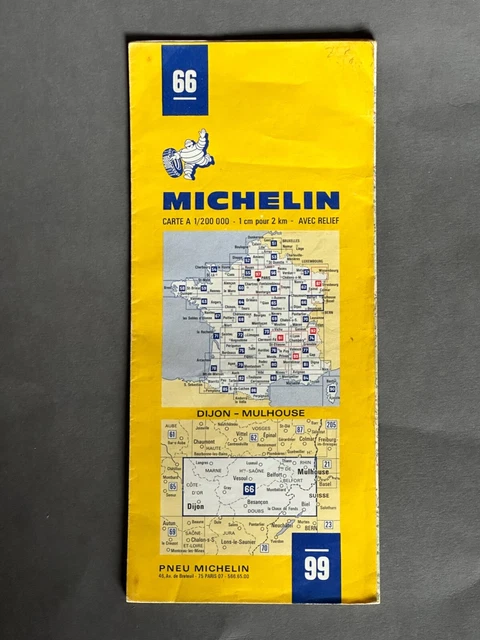 VINTAGE CARTE MICHELIN Paper Map. no 66, Dijon - Mulhouse, 1970's £4.55 ...