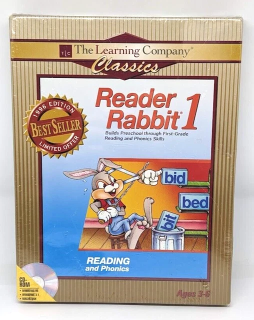 READER RABBIT 1 Reading & Phonics Age 3-6 Vintage CD-ROM PC Mac ...