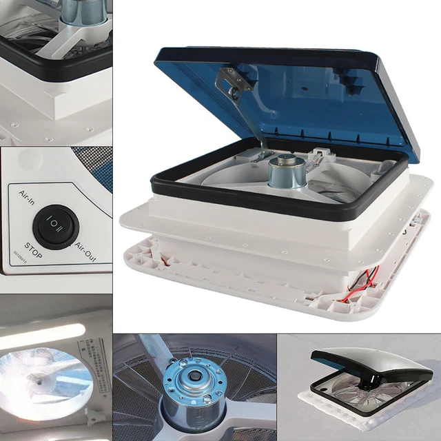 ROOF VENT FAN Camper Van Motorhome Caravan Skylight Vent+LED light ...