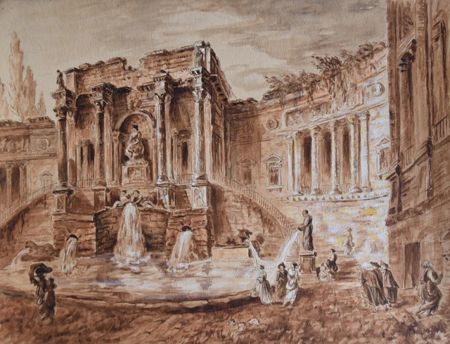 LOUIS DUPUIS (1862-1951) (182) - lavis - d'après Hubert Robert £174.21 ...