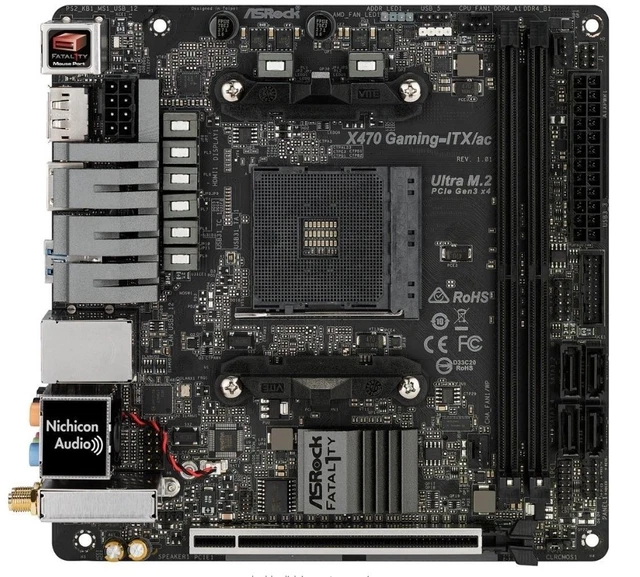 MINI ITX AM4 ASRock Fatal1ty X470 Gaming-ITX/ac Ryzen 3000 Motherboard ...