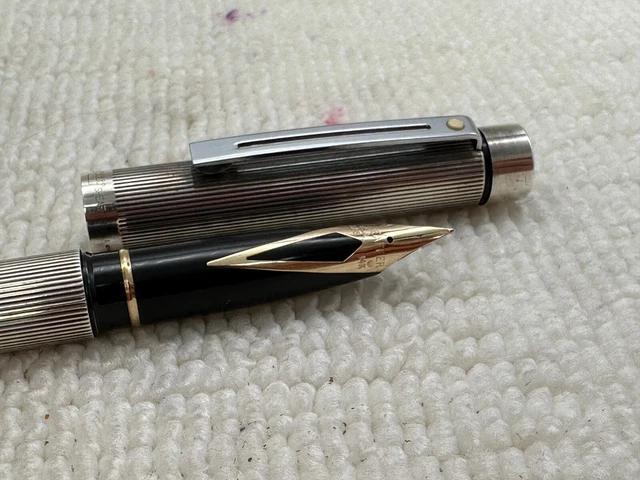 LOVELY RARE VINTAGE Sheaffer Targa Fountain Pen Sterling Silver Full ...