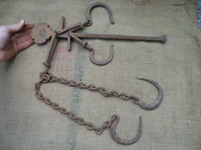 ANTIQUE OTTOMAN EMPIRE Steelyard Balance Scale Hand Forged Wrought Iron ...