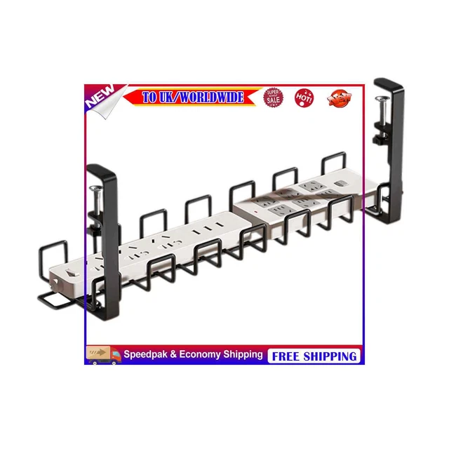 UNDER DESK CABLE Tray - Socket Cord Rack Cable Management (58cm Black ...