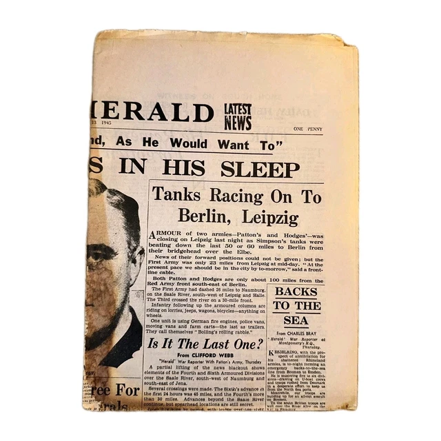 ROOSEVELT DIES - Gave His Life for Allied Victory Newspaper April 13 ...