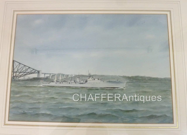 NAVAL PAINTING BY Cdr Eric Tufnell RN (1888-1979) HMS PALLISER River ...